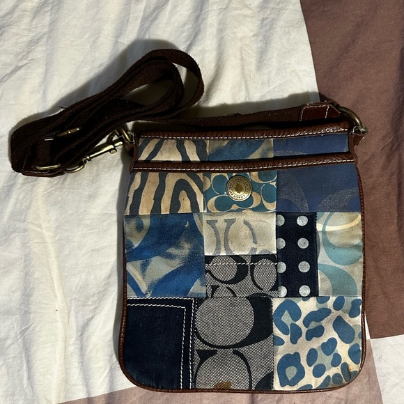 Coach | Bags | Coach Blue Patchwork Crossbody Bag | Poshmark